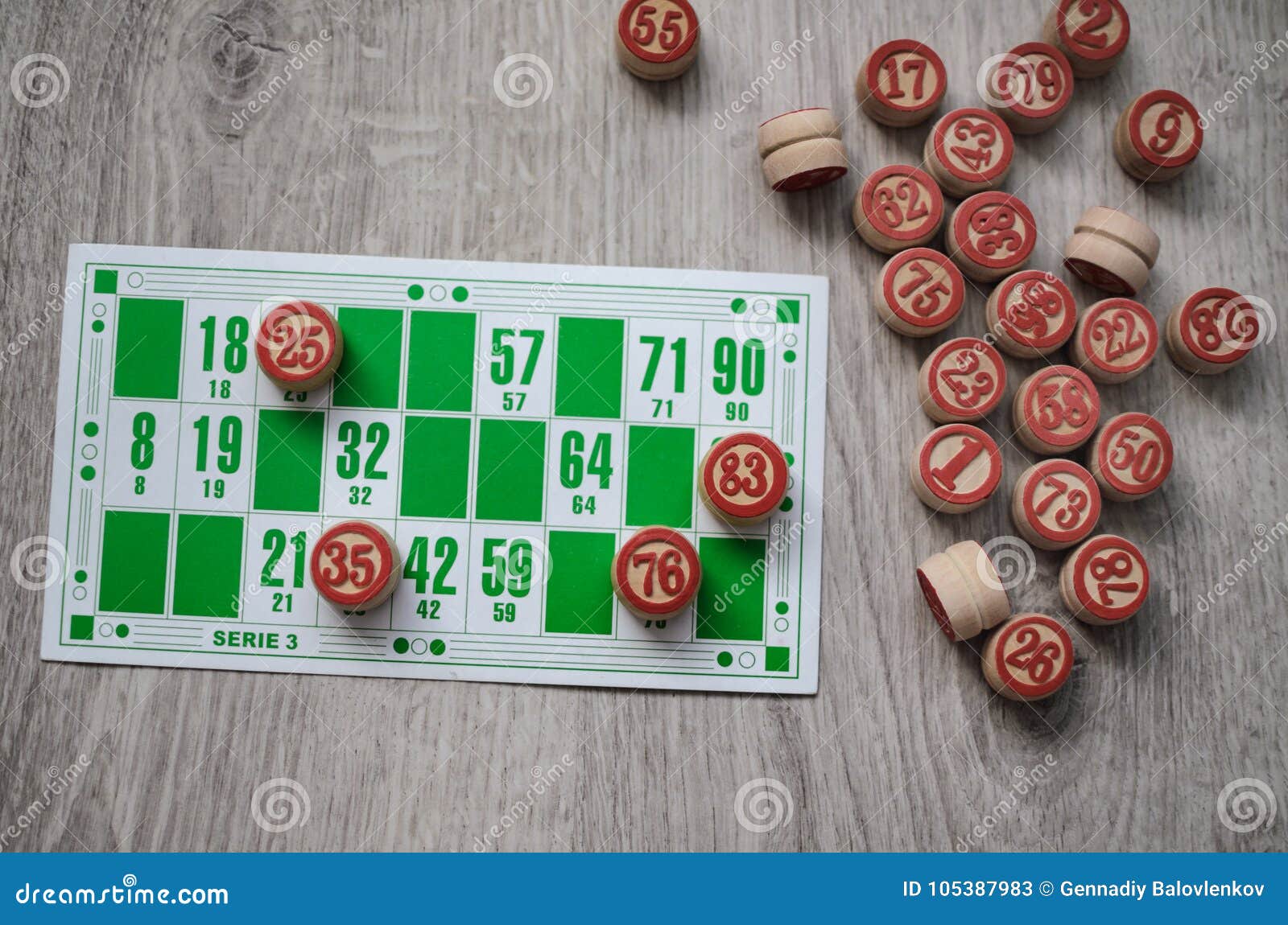 Developing Bingo Table Game Old Lotto Game with Wooden Elements and ...