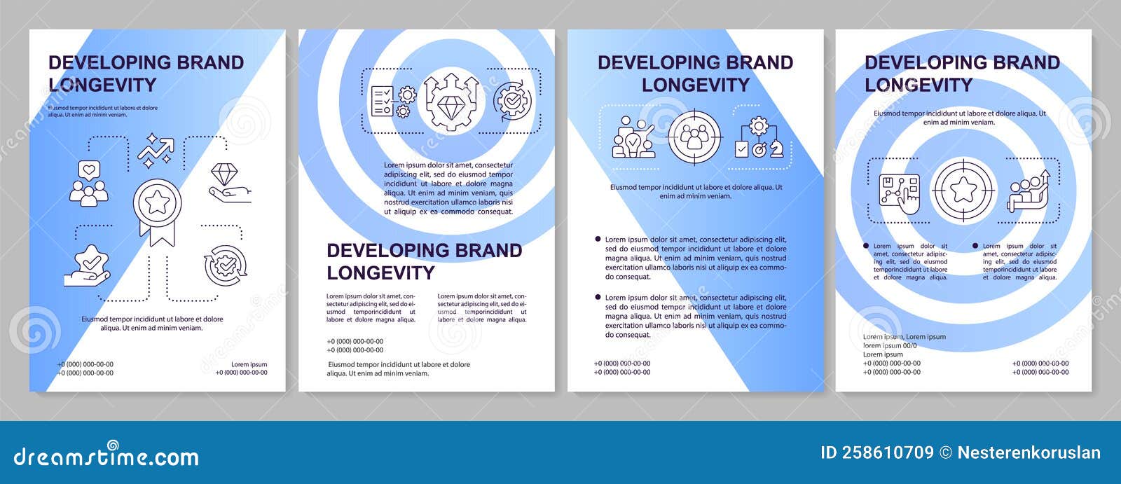 Developing Brand Longevity Strategy Blue Brochure Template Stock Vector ...