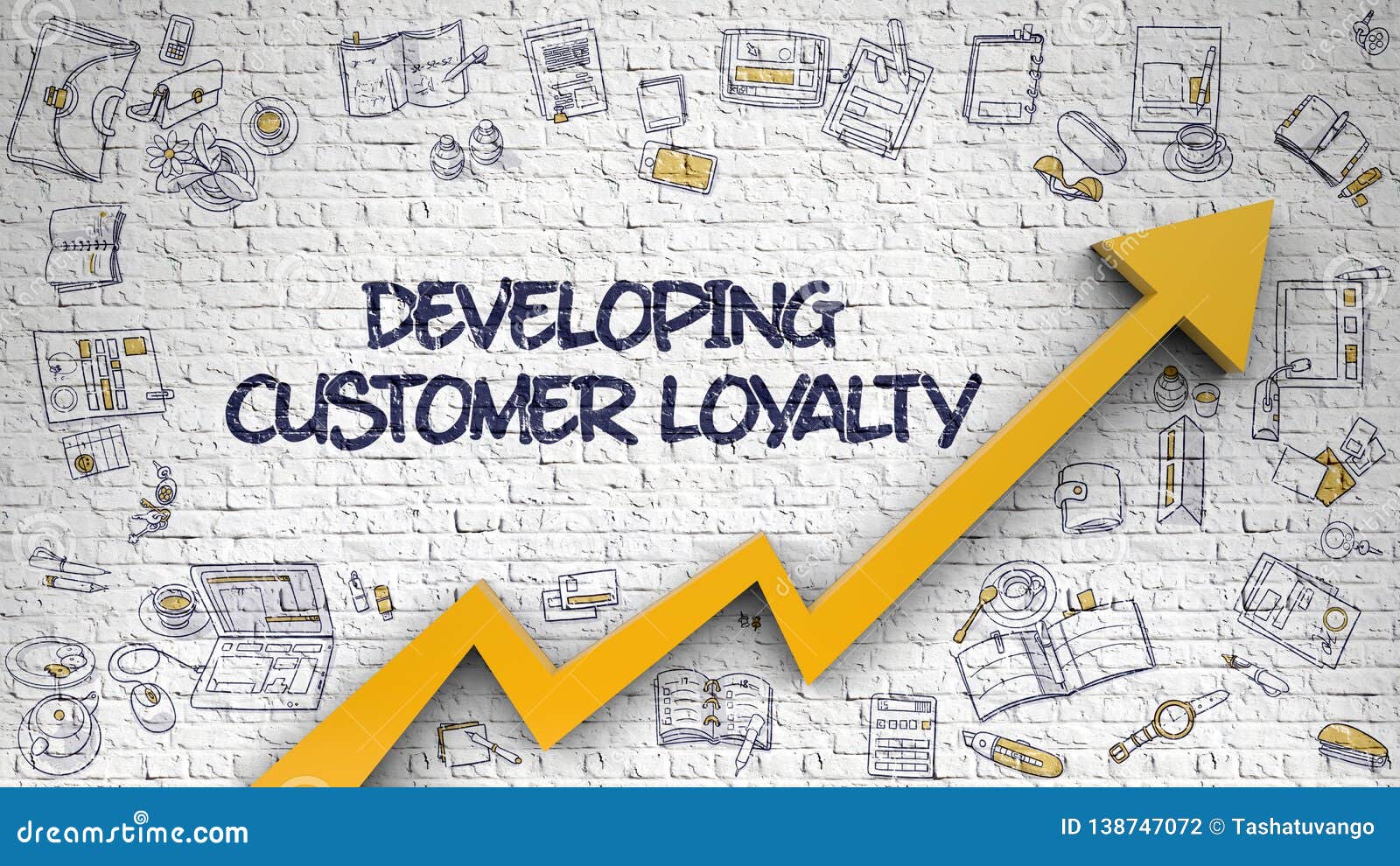 Developing Customer Loyalty Drawn on White Wall. 3d. Stock Illustration ...