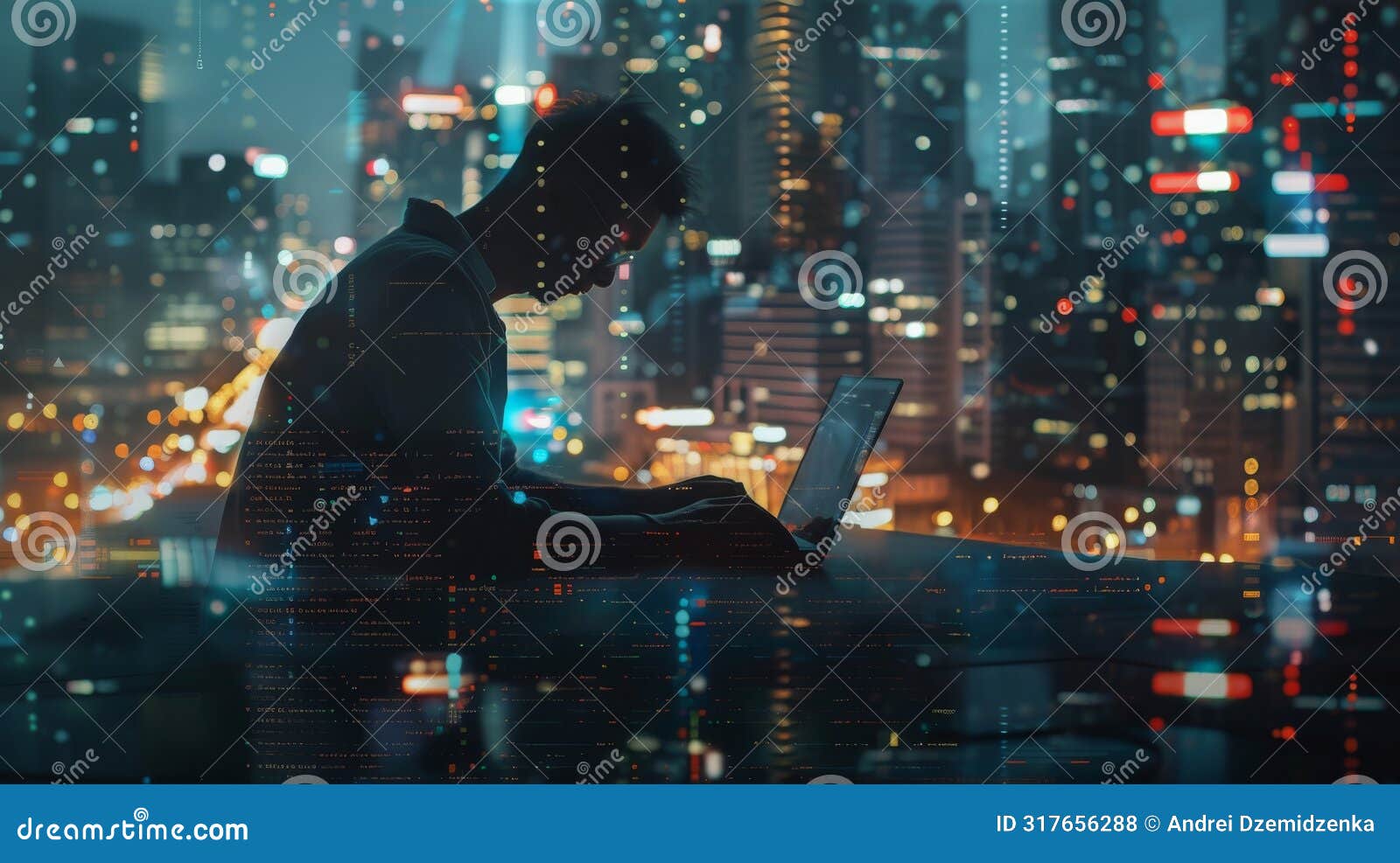 Developing Digital Software Technology, IoT Concept, Man Programming on ...