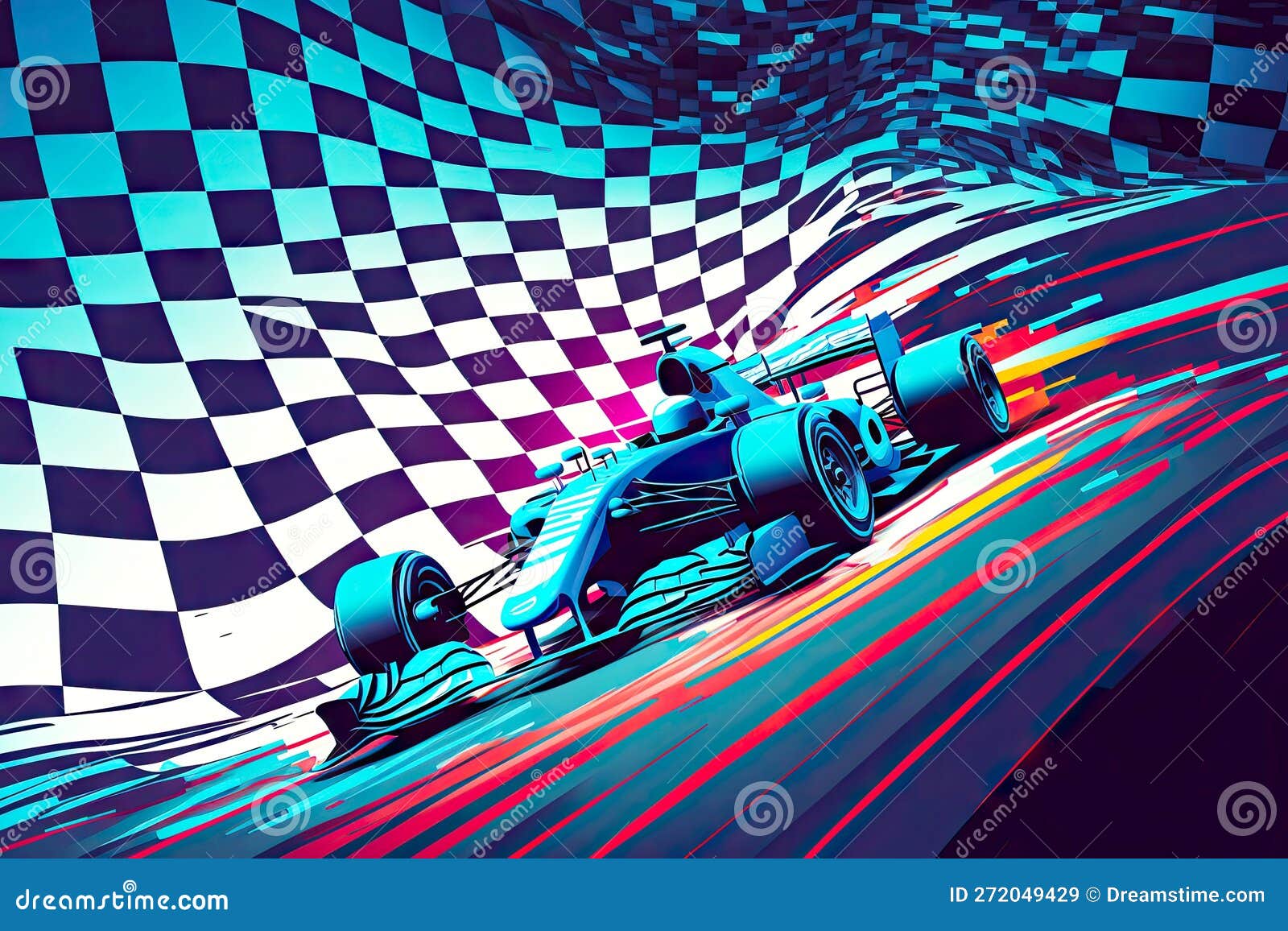 Developing Formula One Racing Checkered Flag on Blue Background ...