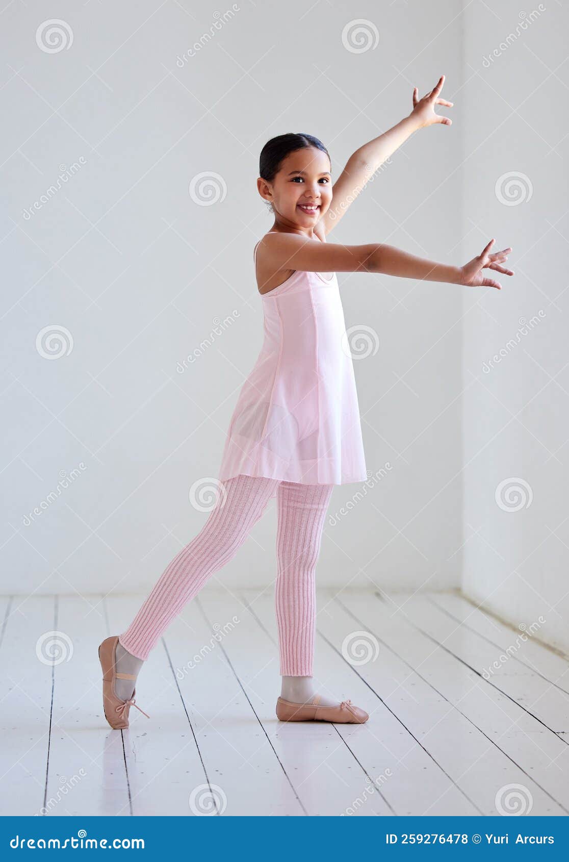 Developing Her Love for Dance. Portrait of a Little Girl Practicing ...
