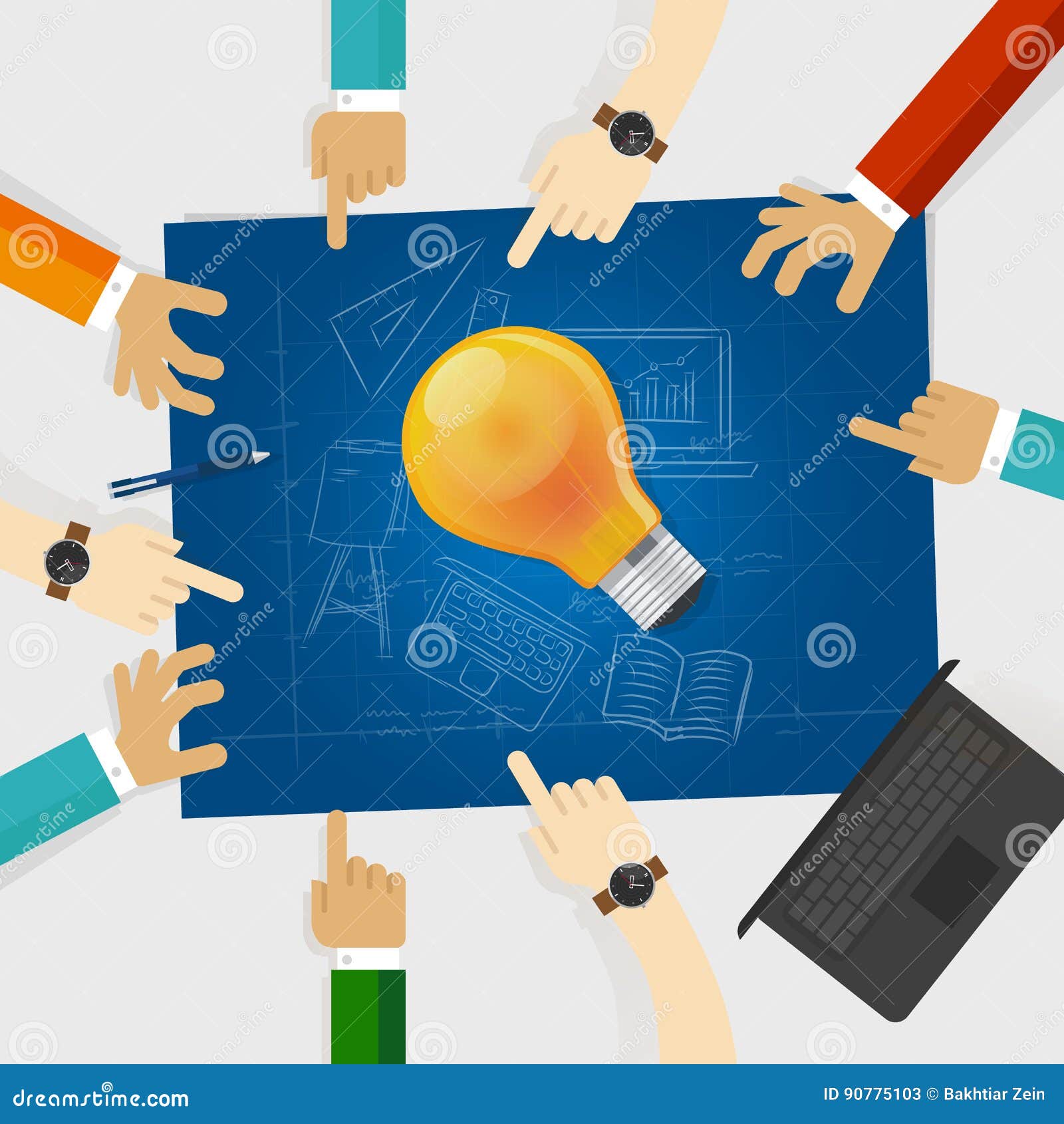 Developing Idea Together Make Plan. Teamwork in Business and Education Stock Vector ...
