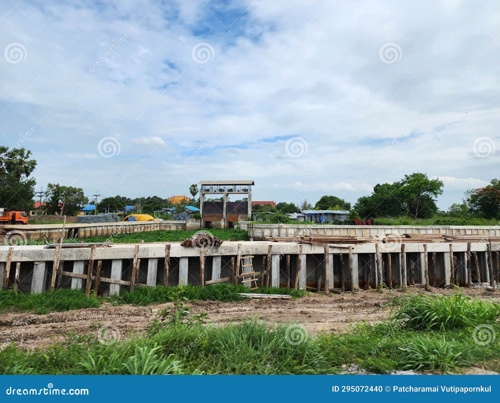 Developing an Irrigation System by Building a Dam . Stock Photo - Image ...