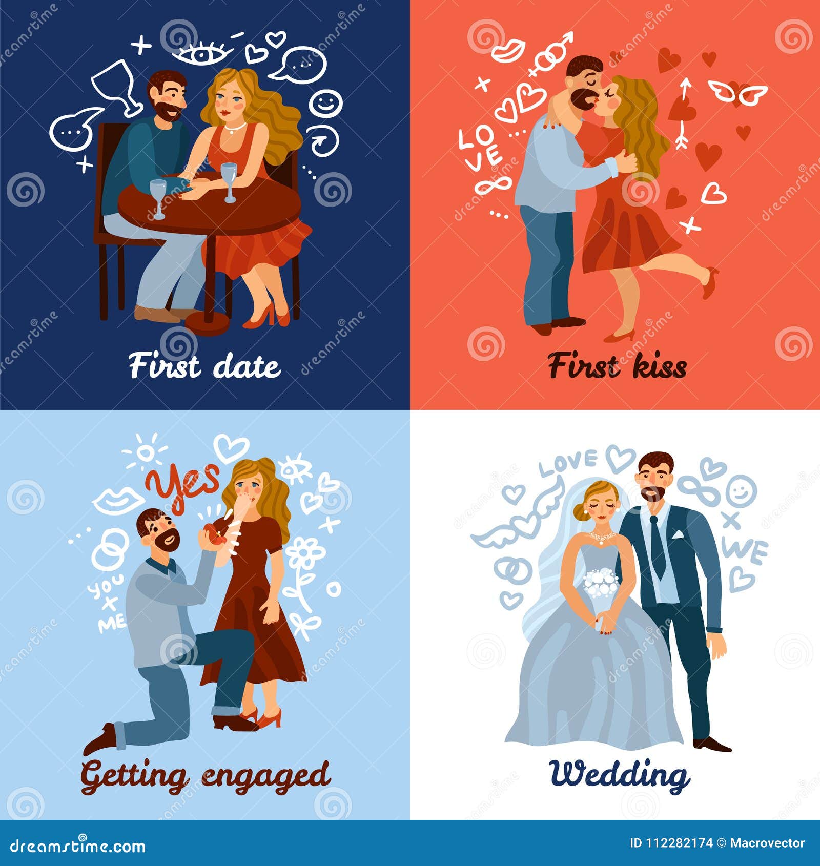 Developing Love Relations Concept Stock Vector - Illustration of icons ...