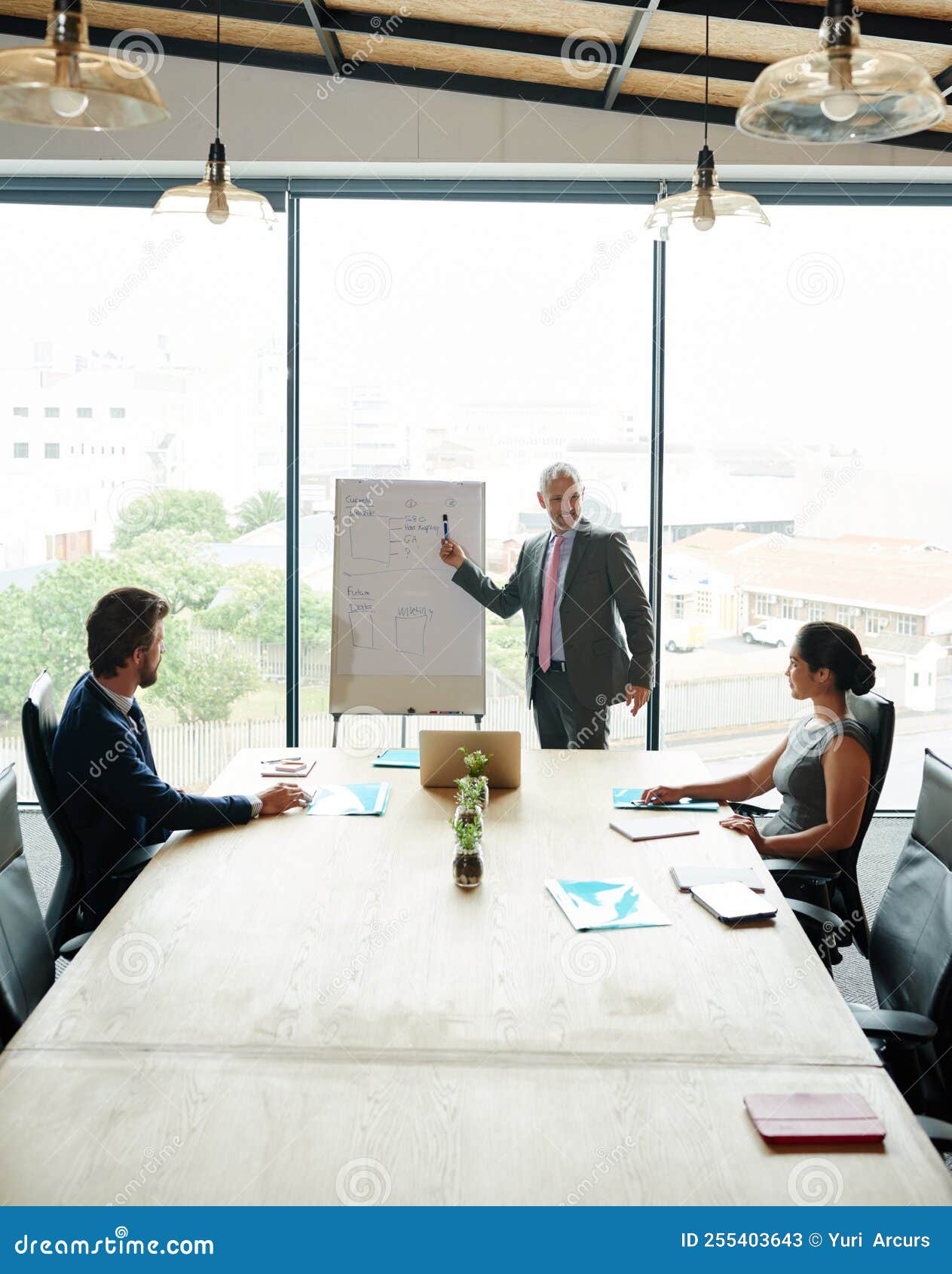 Developing New Strategies. a Group of Executives Having a Meeting in a ...