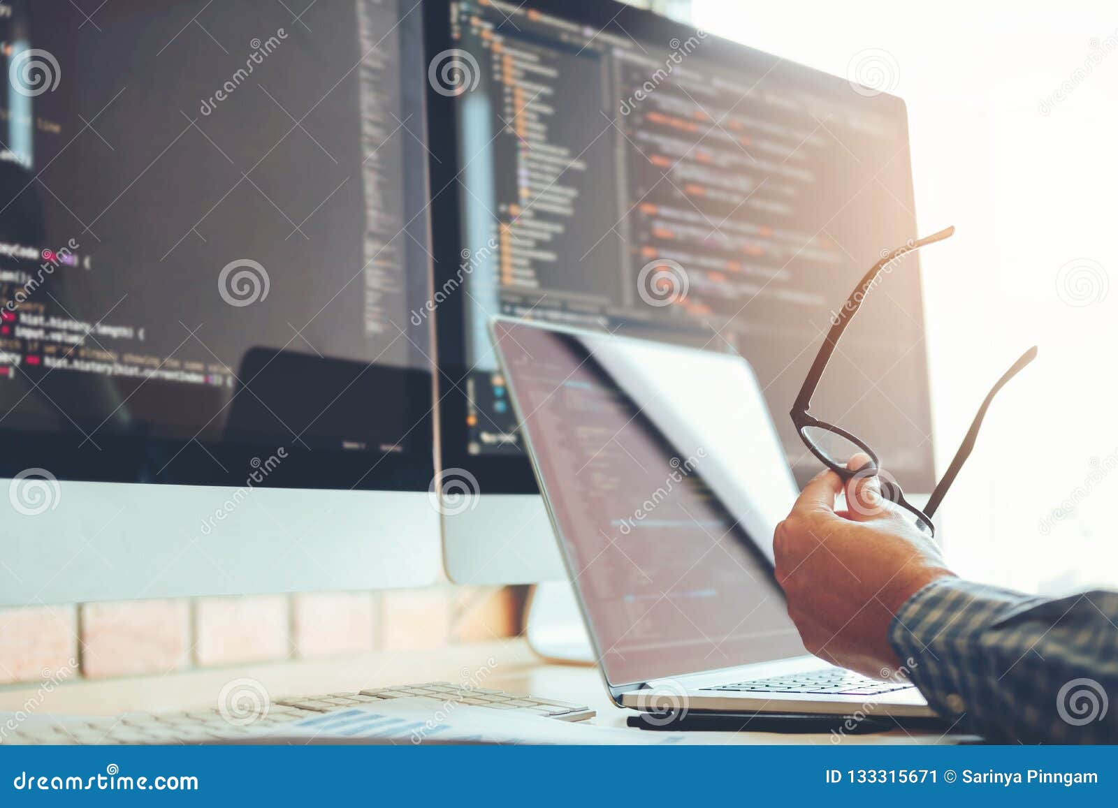Developing Programmer Development Website Design and Coding Tech Stock ...