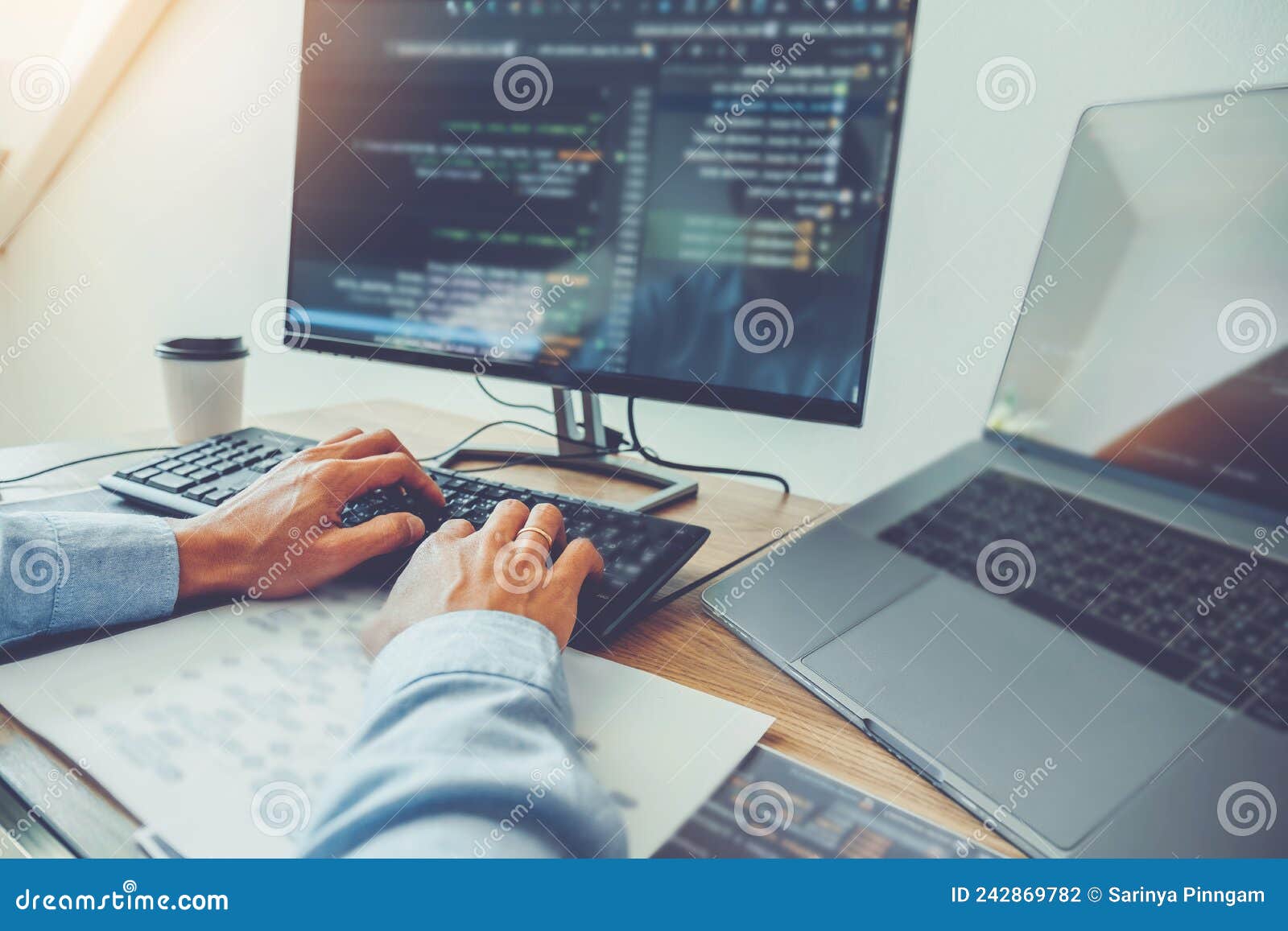 Developing Programmer Development Website Design And Coding Technologies Working In Software
