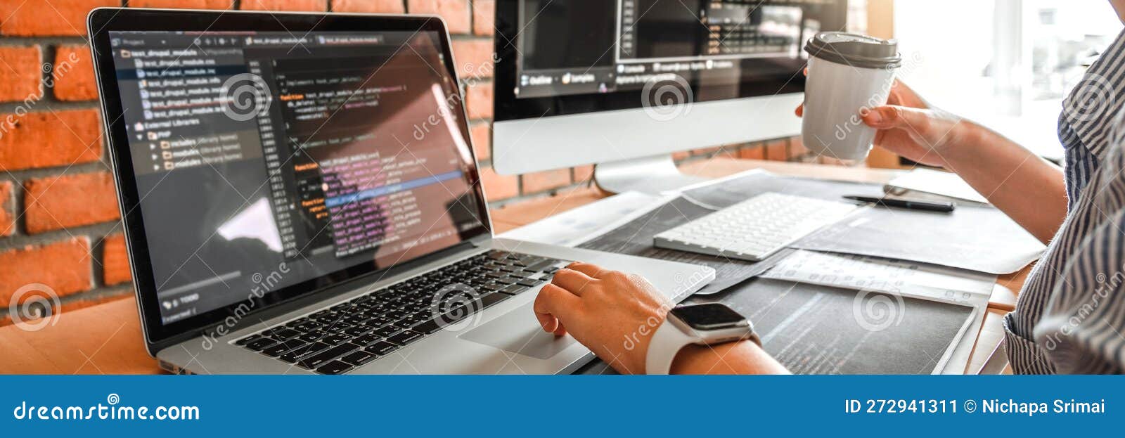 Developing Programmer Reading Computer Codes Development Website Design And Coding Technologies