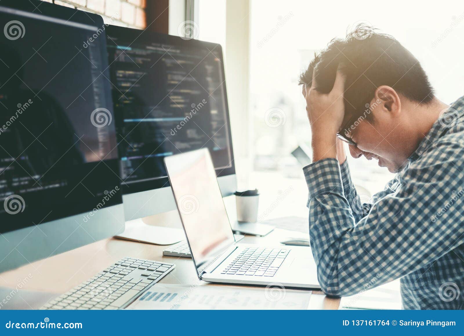 Developing Programmer Stressed Out Of Work Development Website Design
