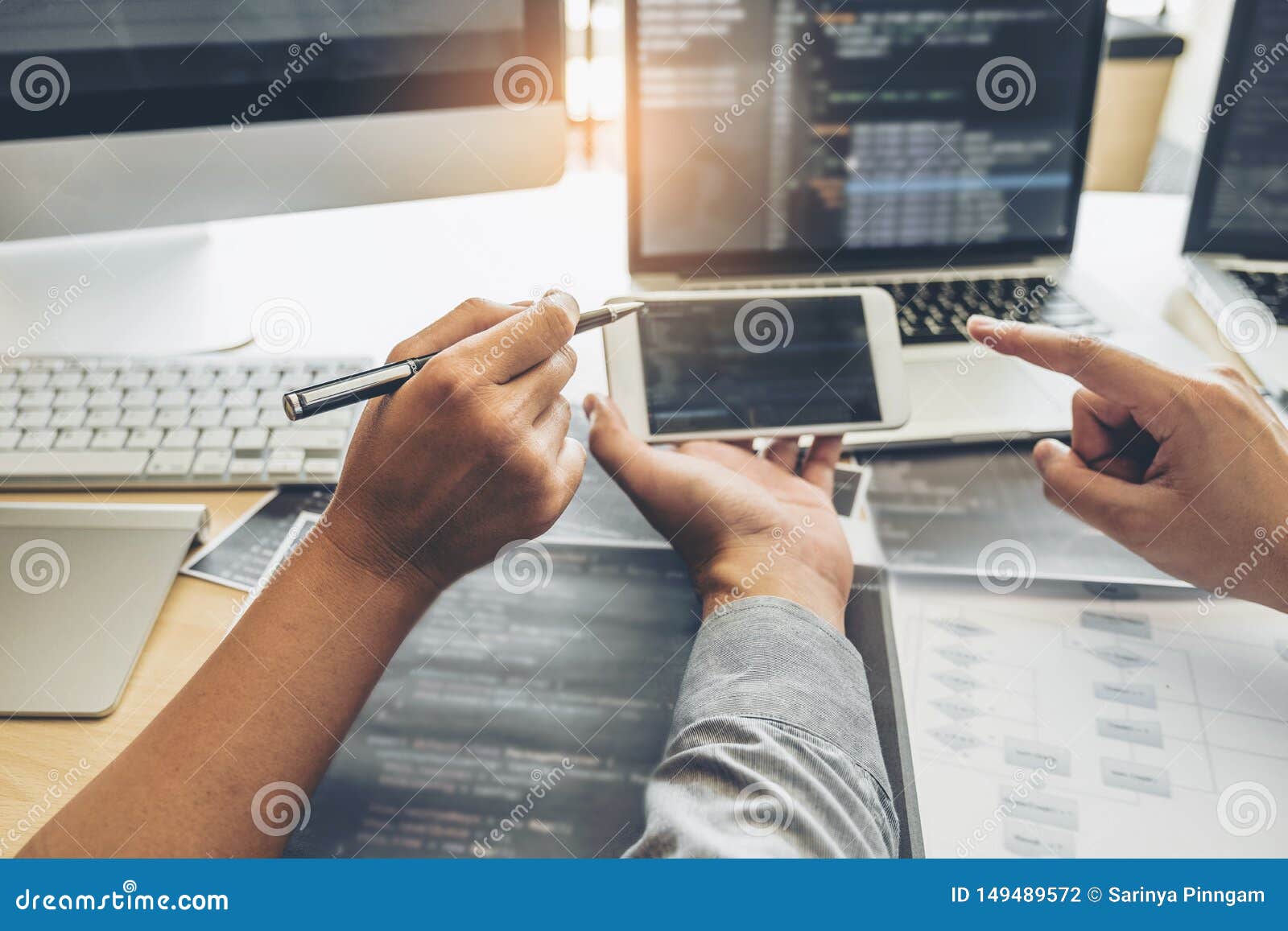 Developing Programmer Team Development Website Design and Coding Technologies Working at ...