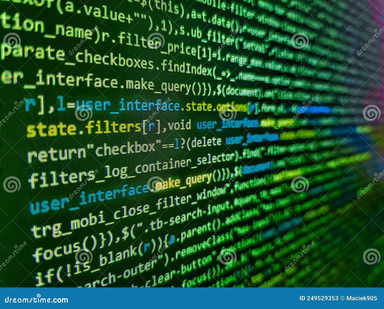Developing Programming and Coding Technologies. Css3 Code on a Colorful Background. Php Code on ...