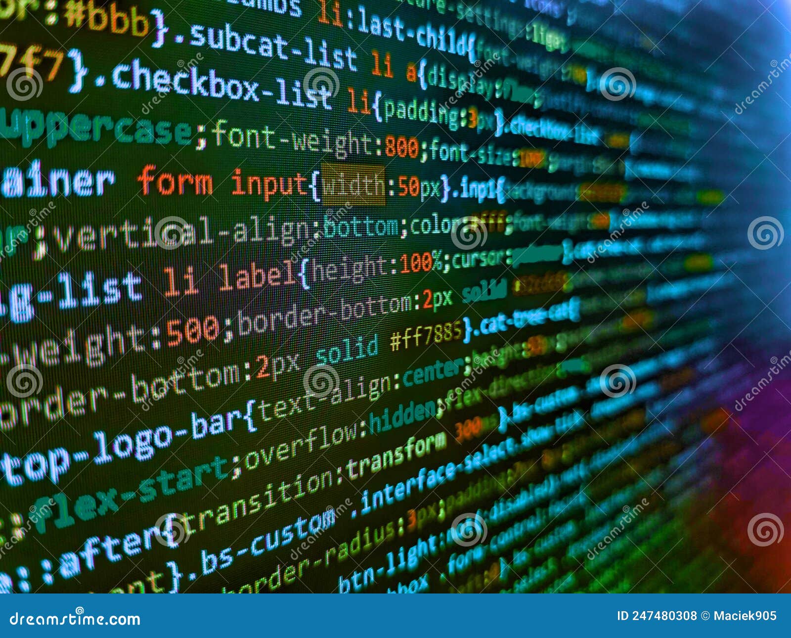 Web Developer HTML Code With CSS On Screen. Application Web Source Code ...