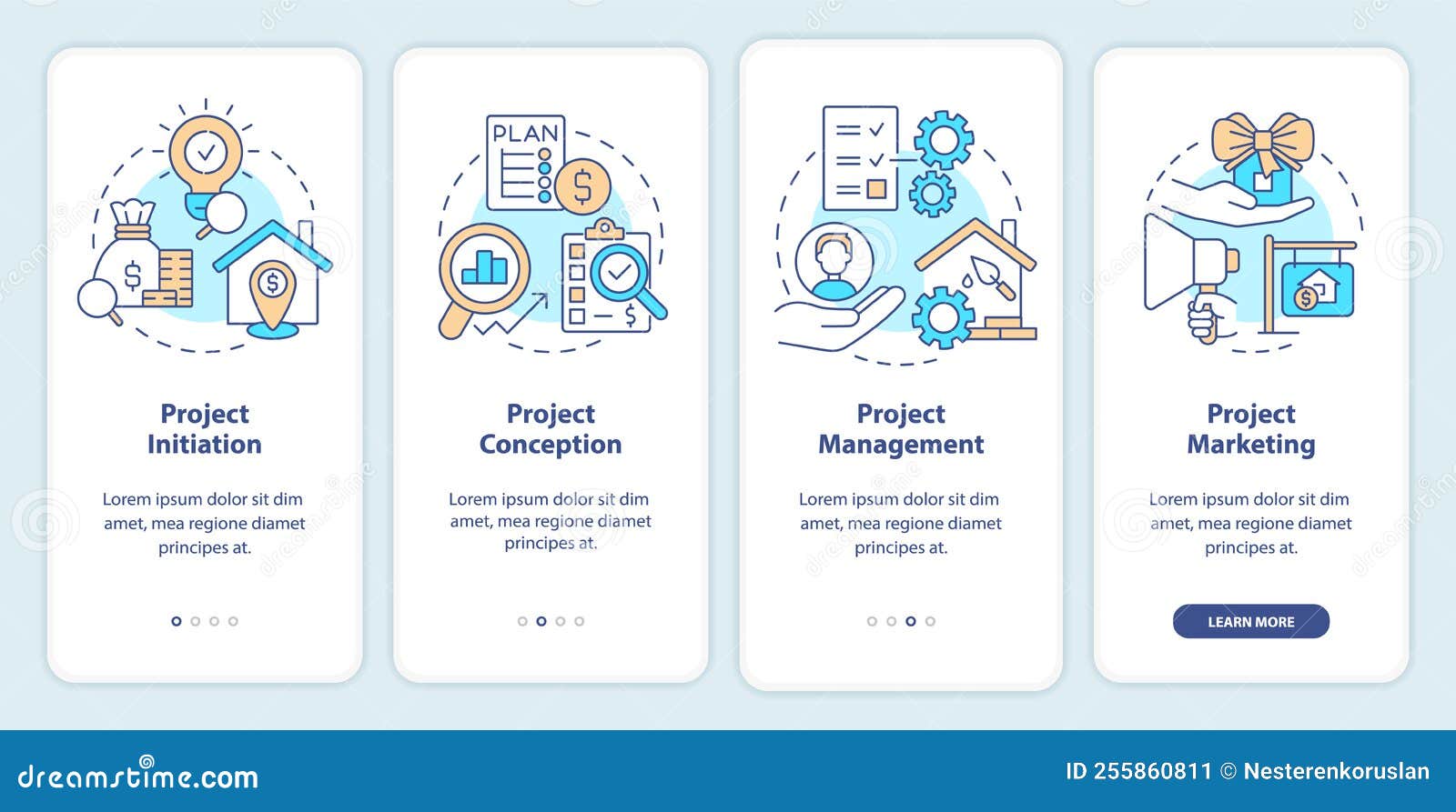 Developing Real Estate Projects Onboarding Mobile App Screen Stock Illustration - Illustration ...