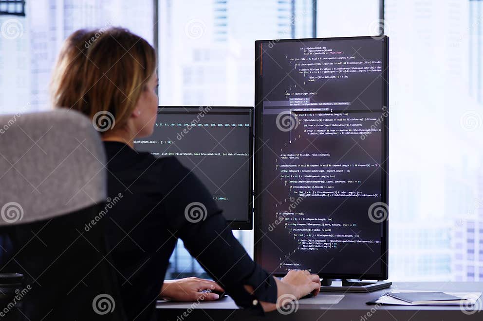 Developing Software Code for Web Developer Stock Image - Image of back ...