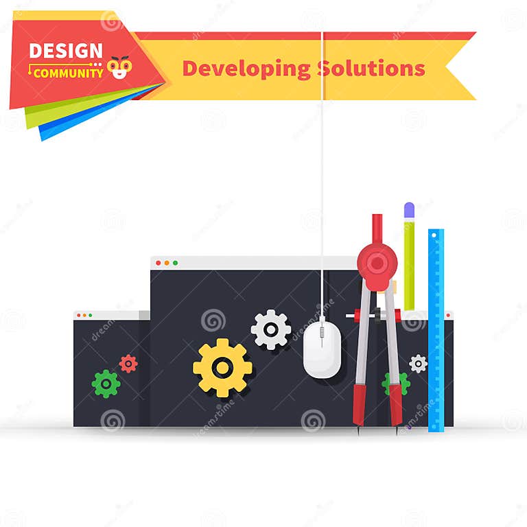 Developing Solution Design Flat Stock Vector - Illustration of ...