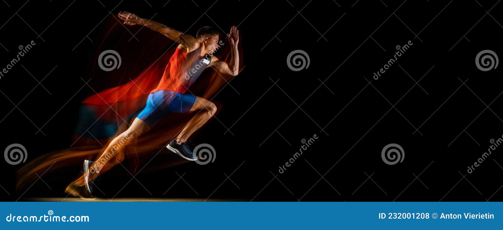 Cropped Portrait of Young Athletic Man, Professional Runner Training ...