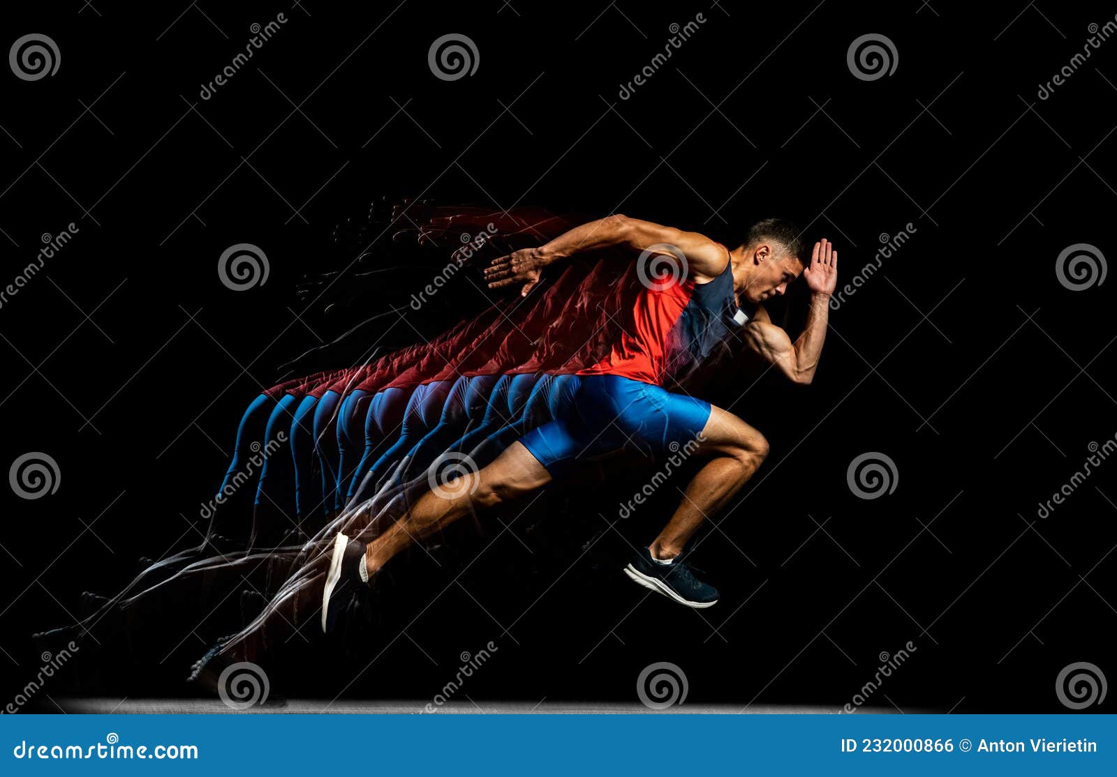 Full-length Portrait of Young Male Athlete, Professional Runner in ...