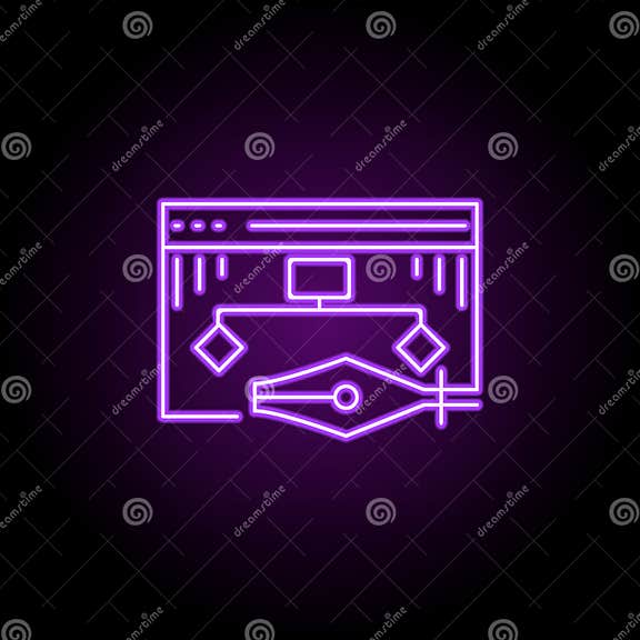 Developing Website Structure Icon. Elements of Web Development in Neon ...