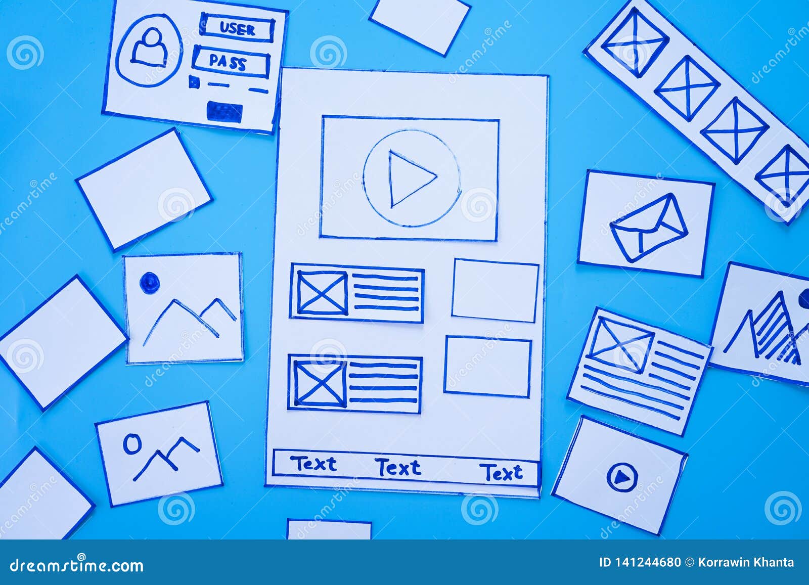 Developing Wireframe Sketch Layout Design Mockup on Smartphone,tablet ...