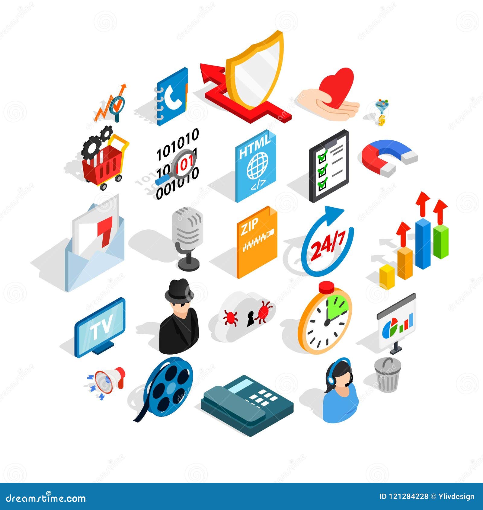 Development of Ad Icons Set, Isometric Style Stock Vector ...