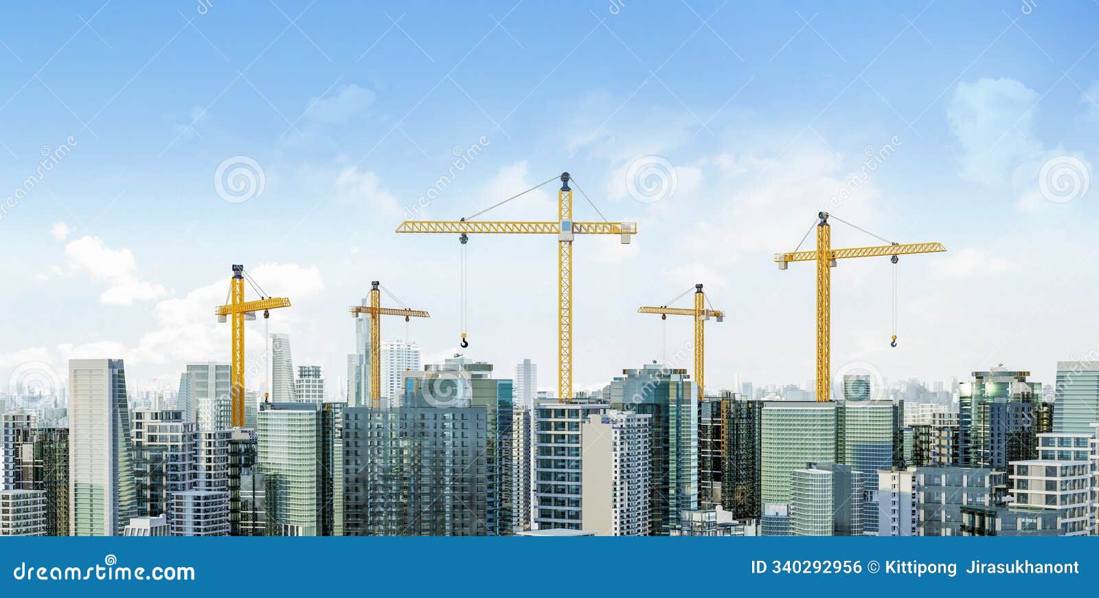Development City with High Rise Building and Construction Crane Stock ...