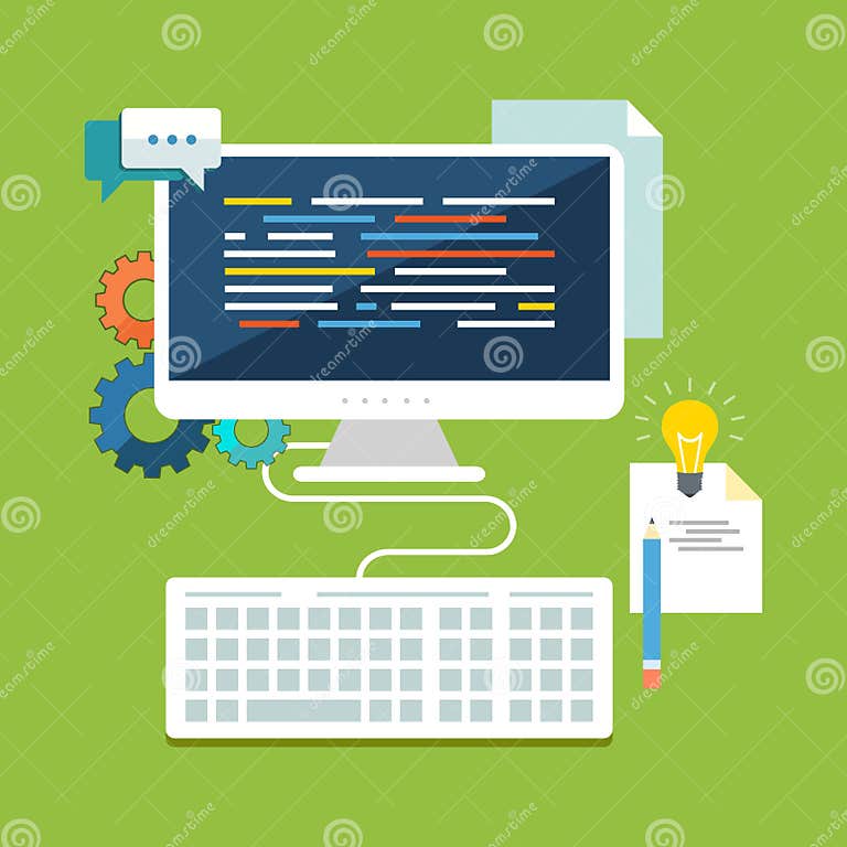 Development Concept. Flat Design Stylish Stock Vector - Illustration of ...