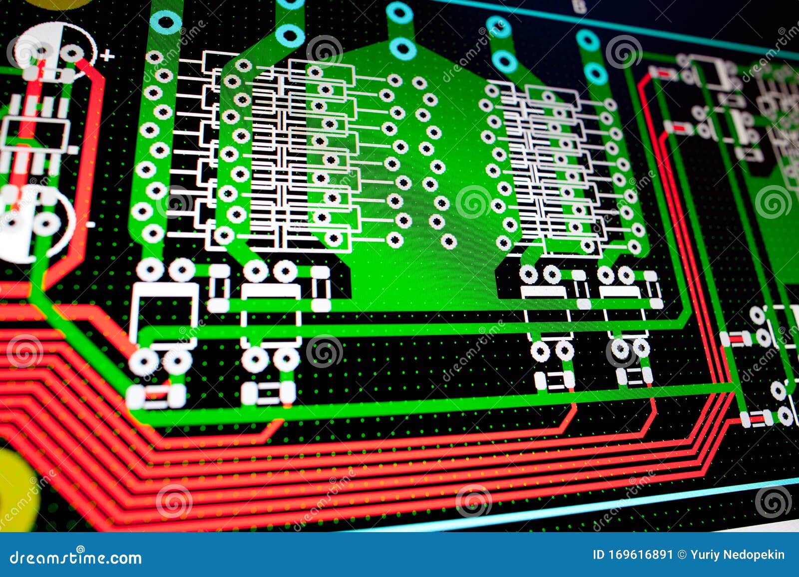 PCB Electric Circuit on the PC Screen Stock Image - Image of closeup ...