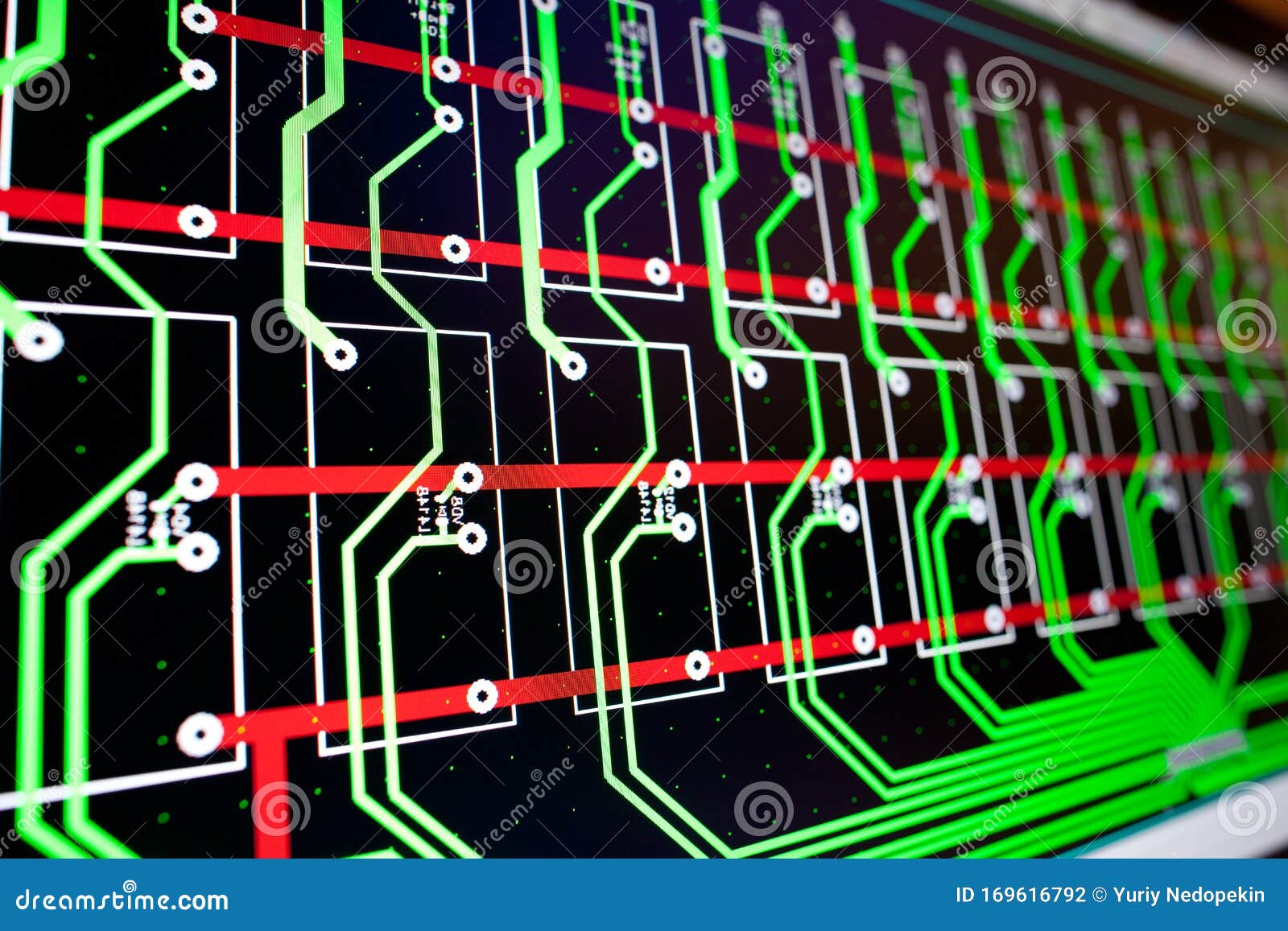 PCB Electric Circuit on the PC Screen Stock Photo - Image of ...