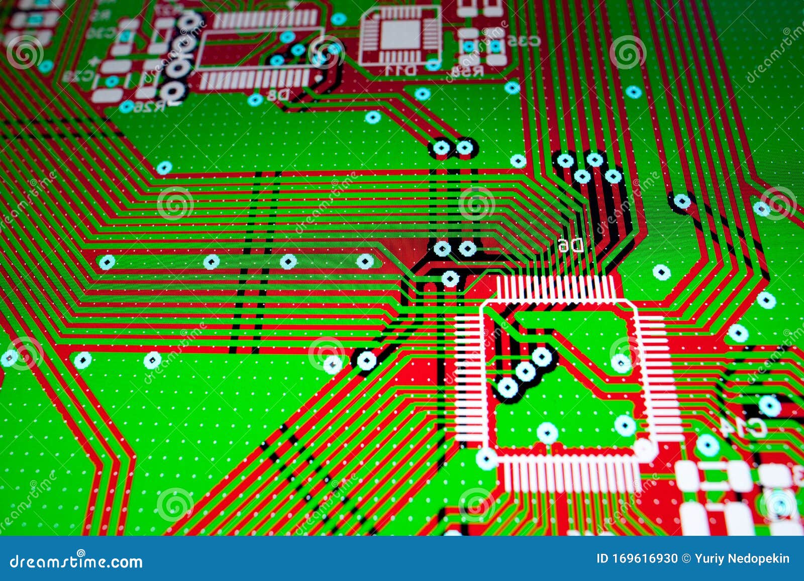 PCB Electric Circuit on the PC Screen Stock Photo - Image of ...