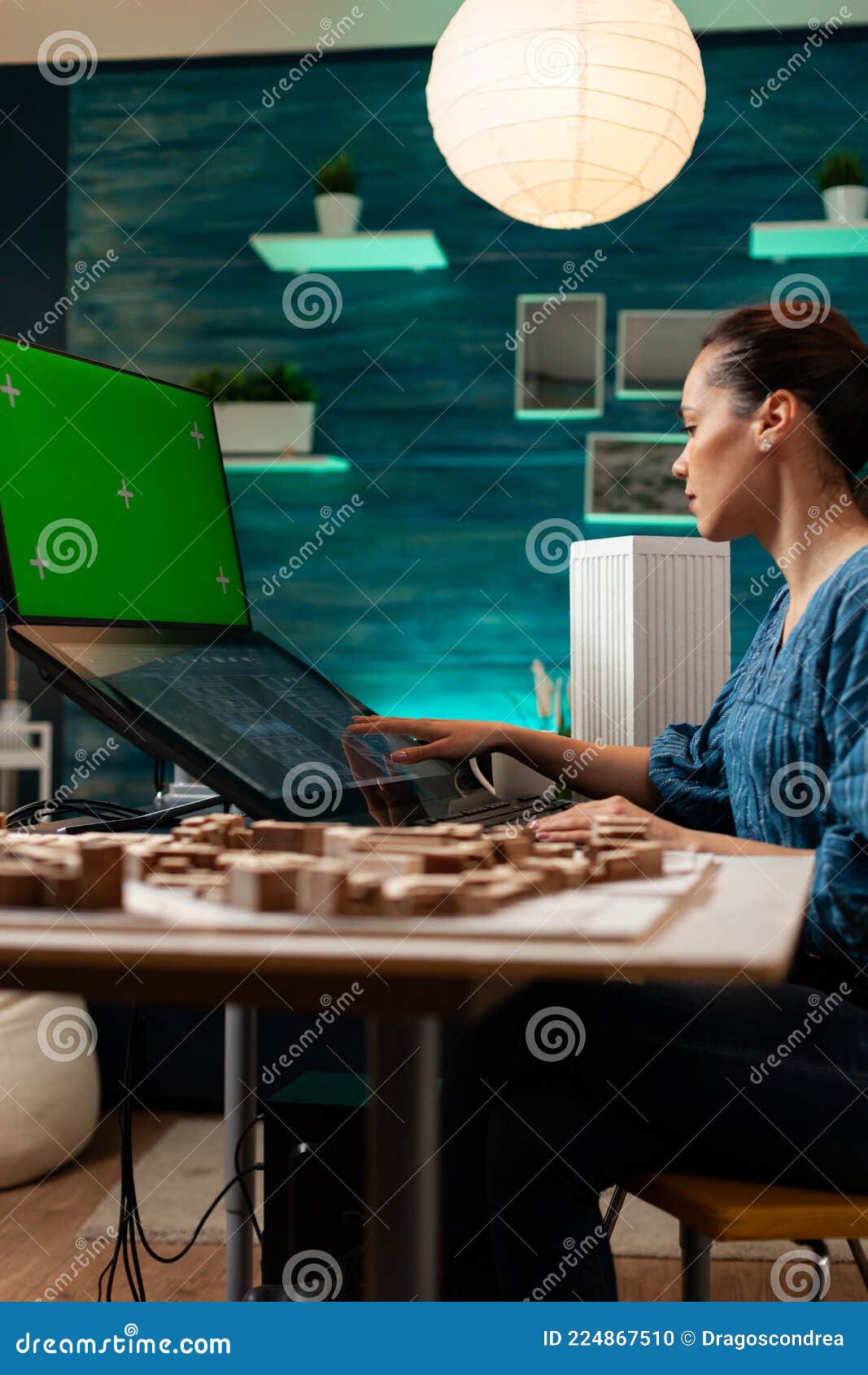Development Entrepreneur Doing Digital Blueprint Work Stock Photo ...