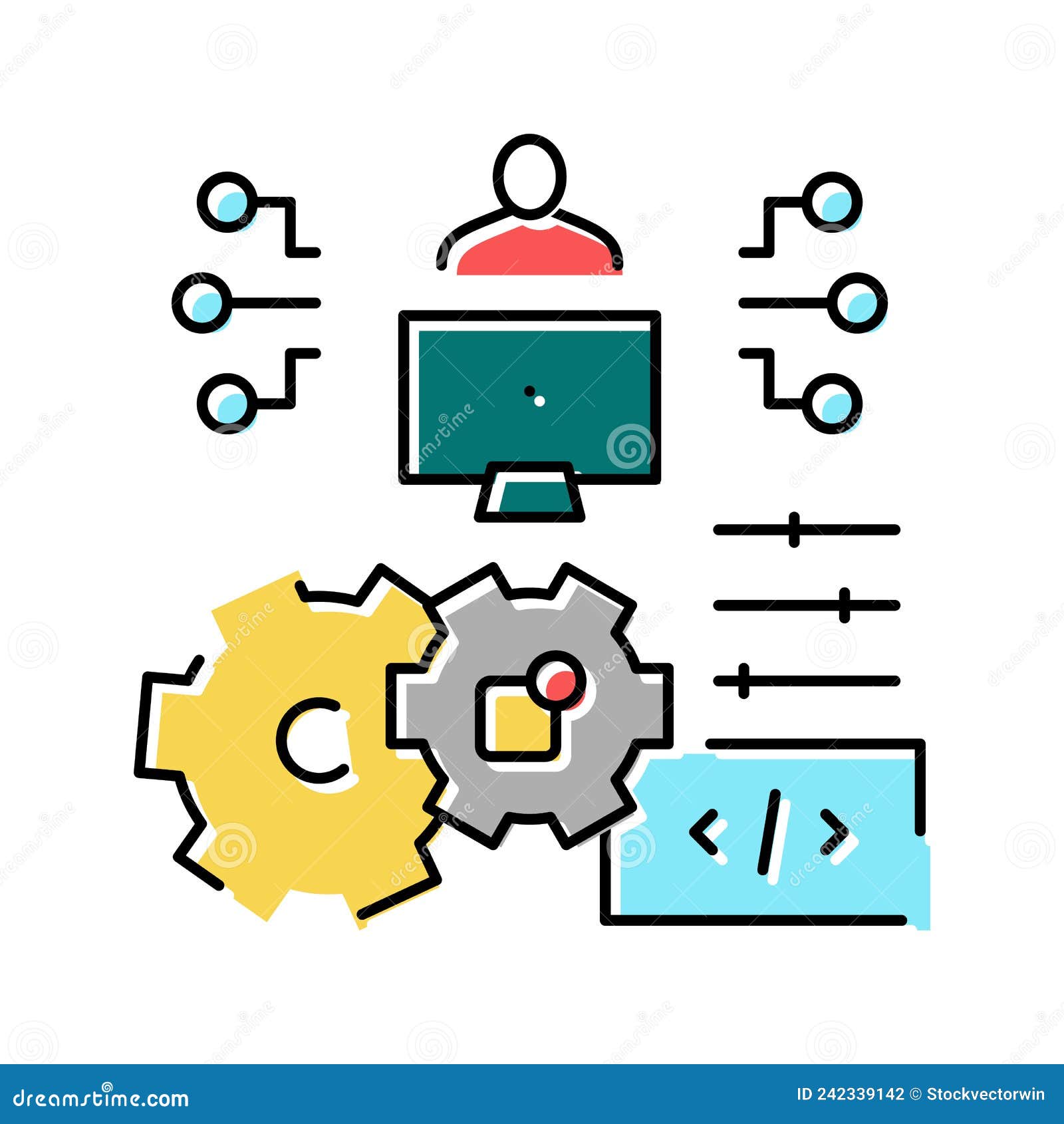 Development Erp Software Color Icon Vector Illustration Stock Vector ...