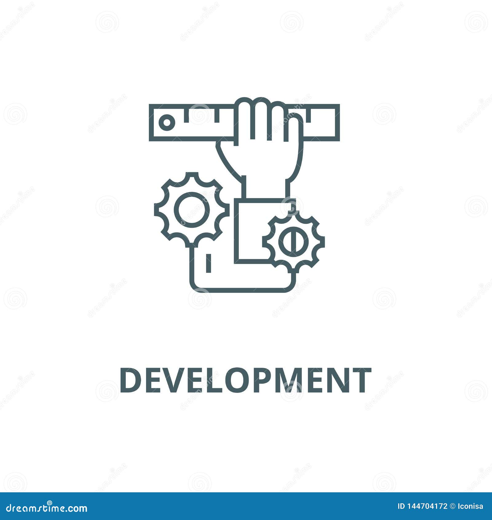 Development, Hand with Ruler Line Icon, Vector. Development, Hand with ...