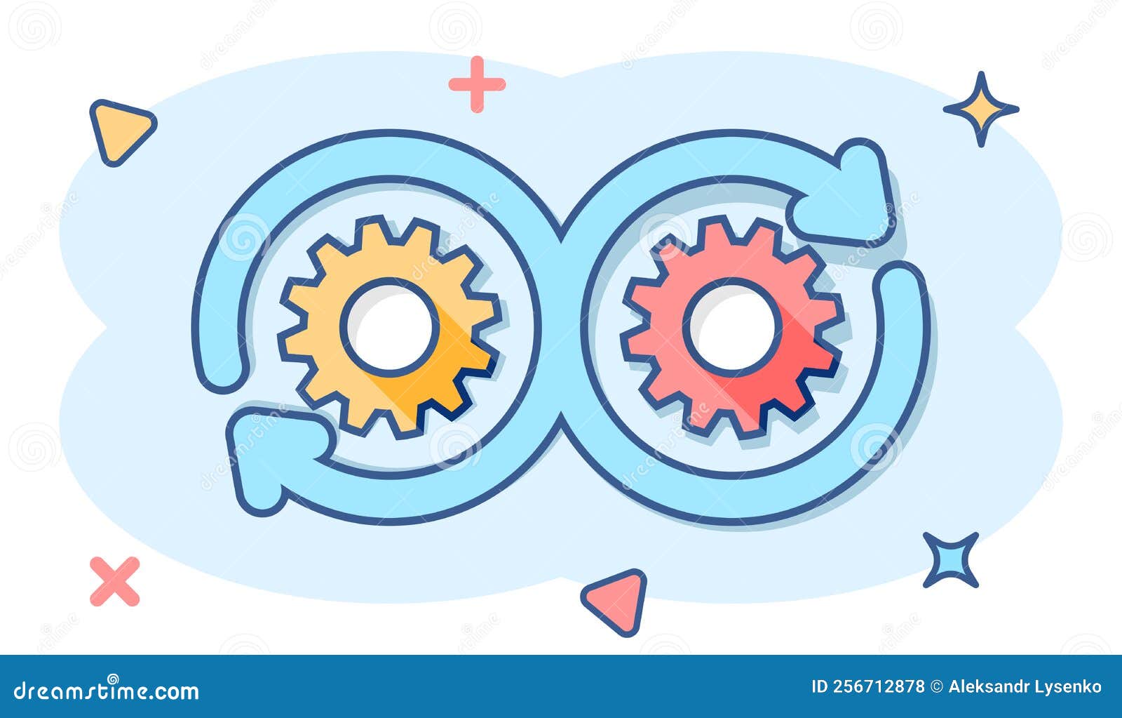 Development Icon in Comic Style. Devops Vector Cartoon Illustration on ...