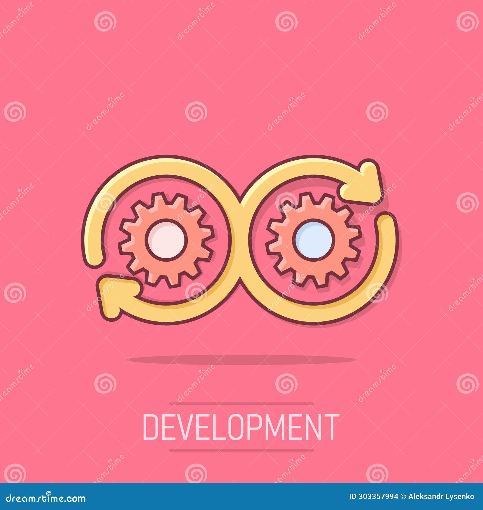 Development Icon in Comic Style. Devops Vector Cartoon Illustration on ...