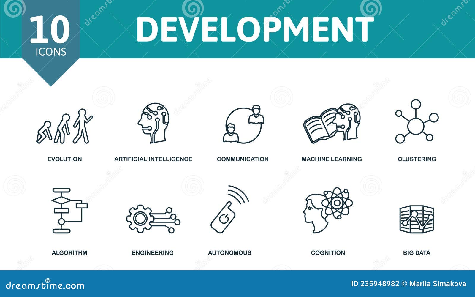 Development Icon Set. Collection of Simple Elements Such As the ...
