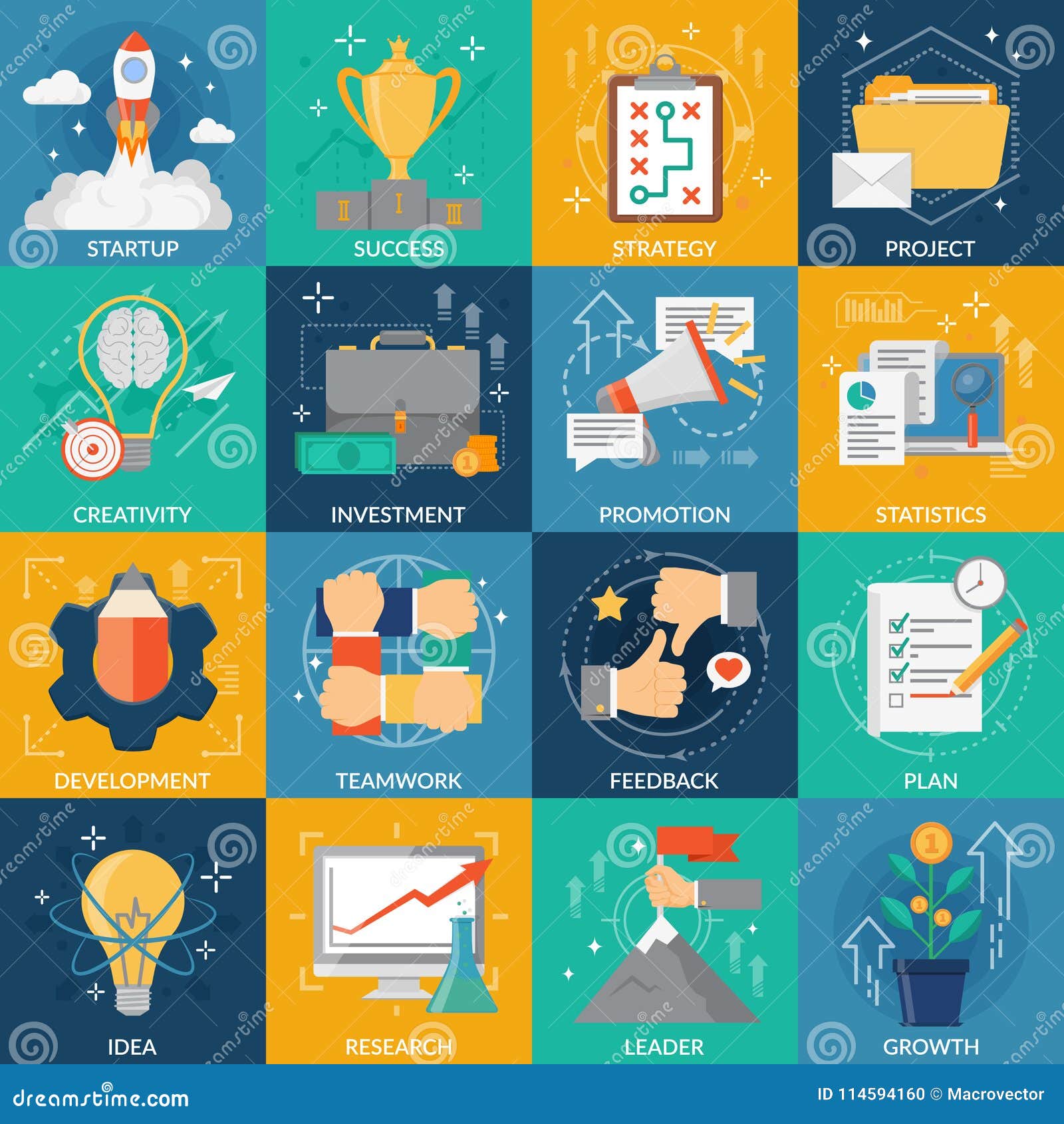 Development Icons Set stock vector. Illustration of growth - 114594160