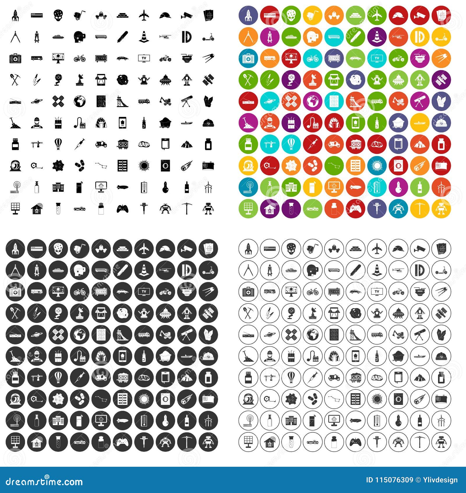 100 Development Icons Set Vector Variant Stock Vector - Illustration of ...