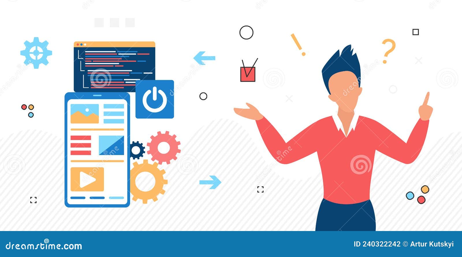 Development Interface Mobile Application Designer Work Stock Vector ...