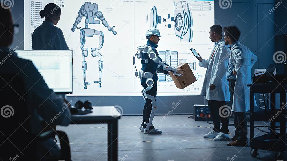 In Development Laboratory: Engineers Look at Robotics Exoskeleton ...