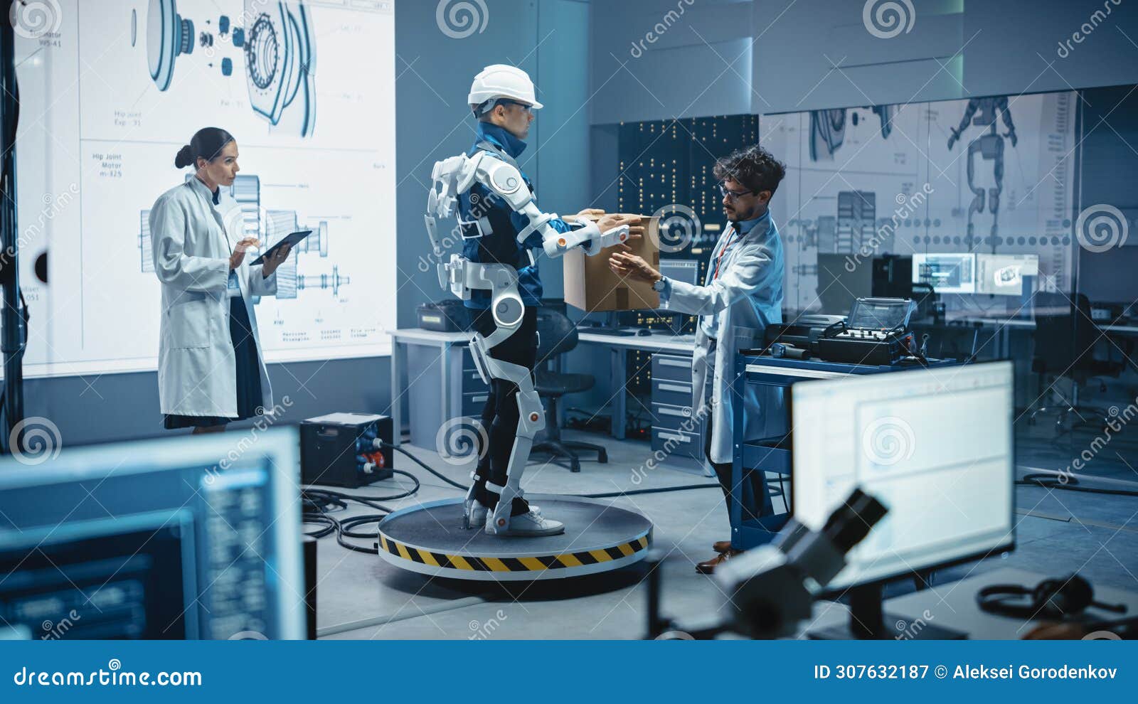 In Development Laboratory: Engineers Work on a Robotic Exoskeleton with ...