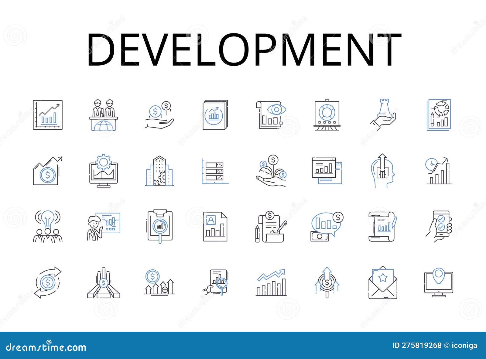 Development Line Icons Collection. Advancement, Evolution, Progression ...