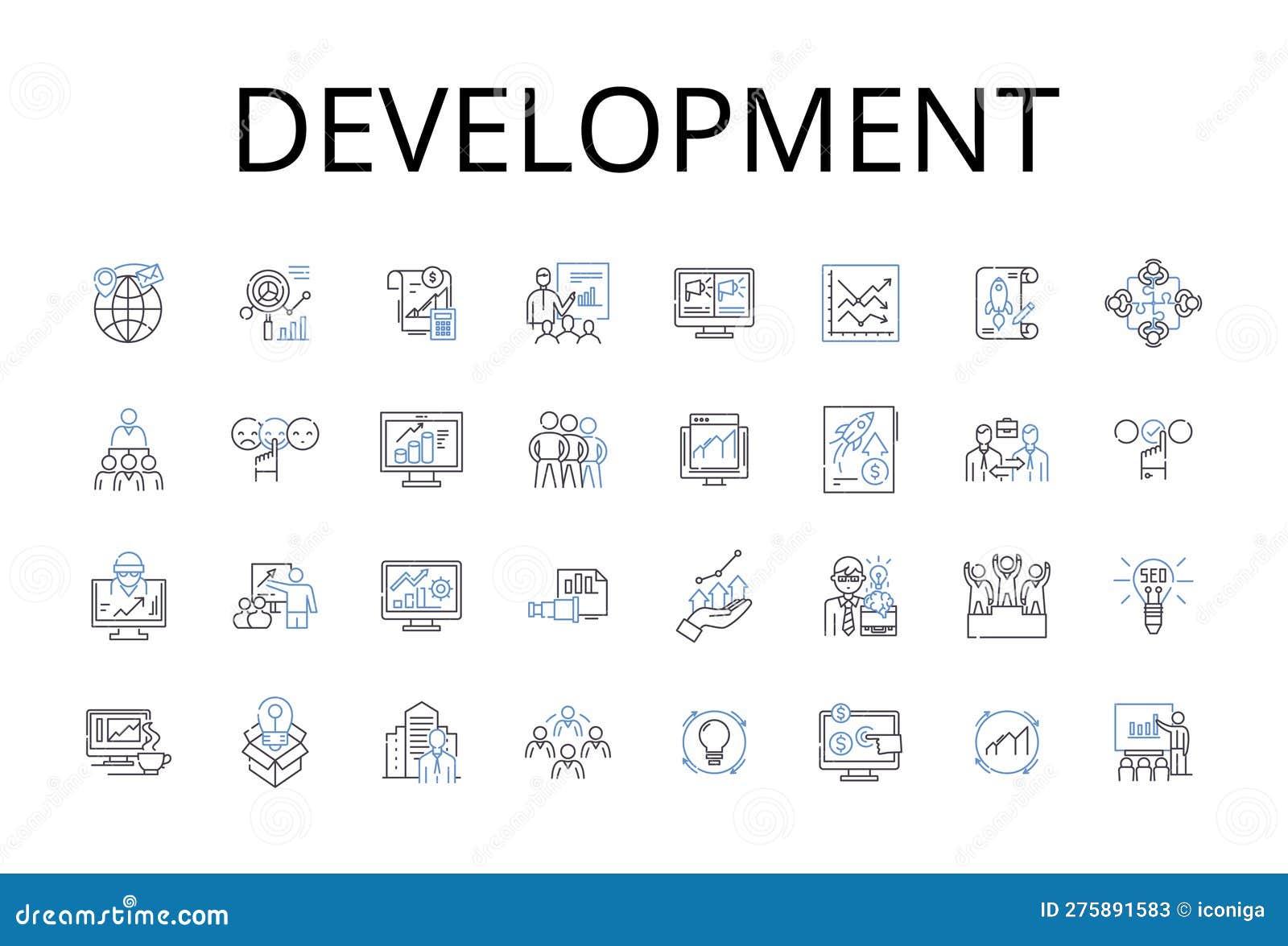 Development Line Icons Collection. Advancement, Evolution, Progression ...