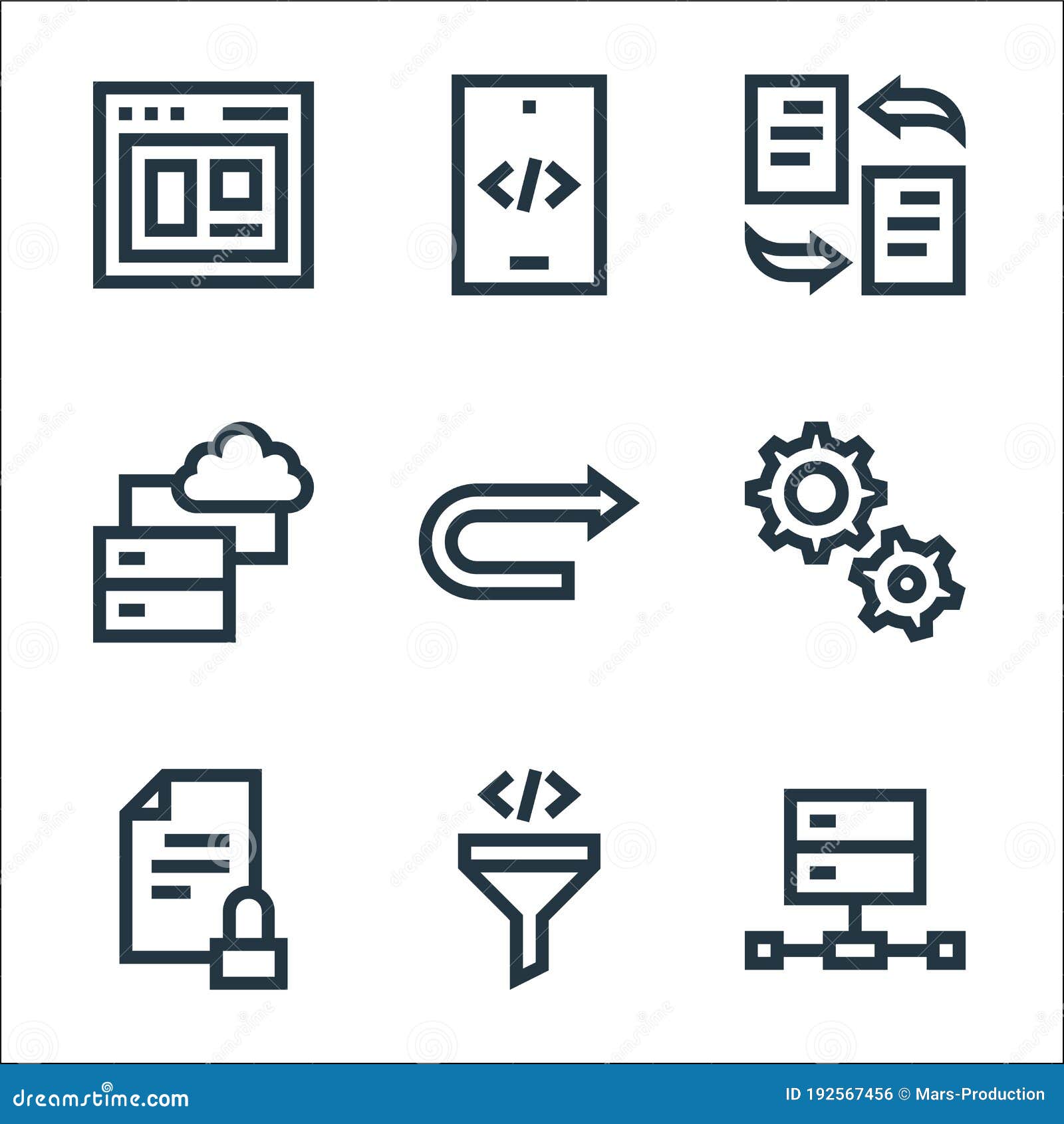 Development Line Icons. Linear Set Stock Vector - Illustration of ...
