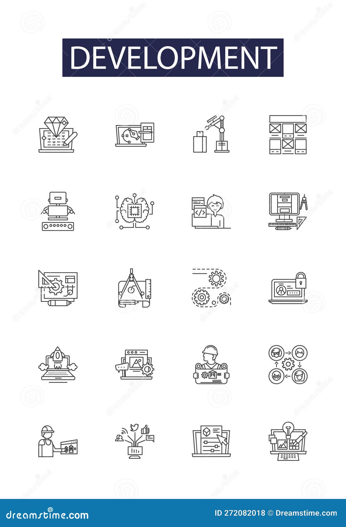 Development Line Vector Icons and Signs. Evolution, Advancement ...