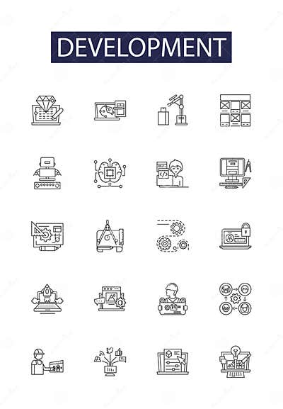Development Line Vector Icons and Signs. Evolution, Advancement ...
