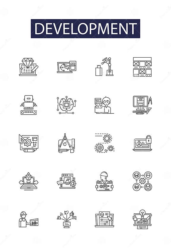 Development Line Vector Icons and Signs. Evolution, Advancement ...