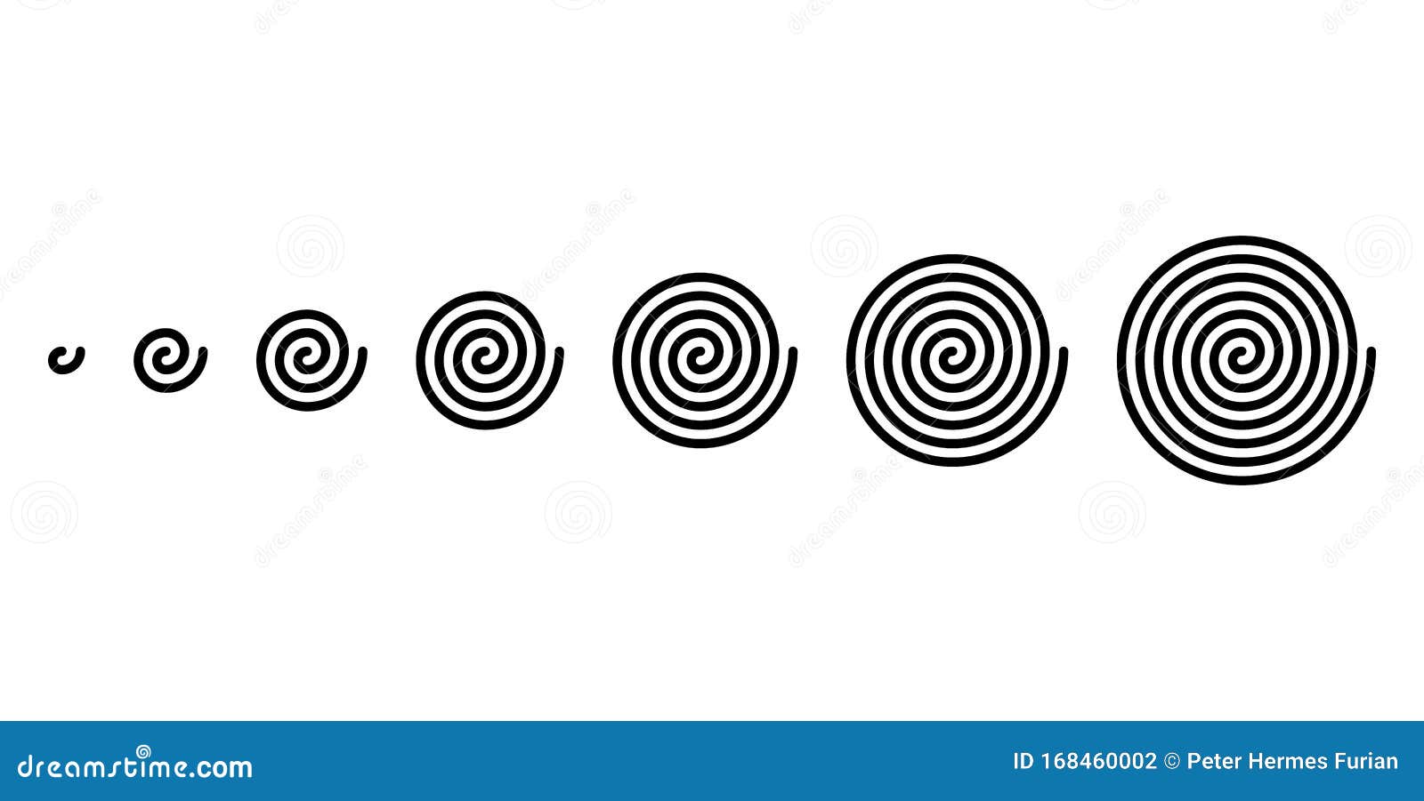 Development of Linear Spirals of Different Sizes Stock Vector ...