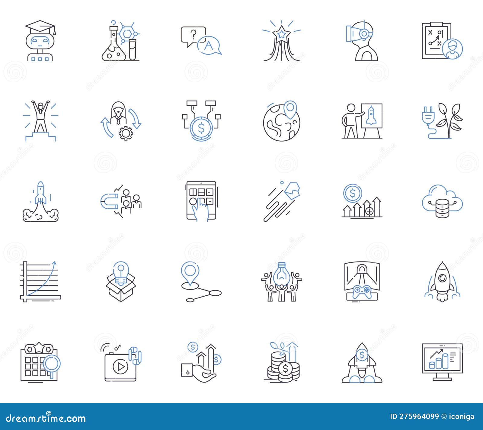 Development Line Icons Collection. Progress, Advancement, Evolution ...