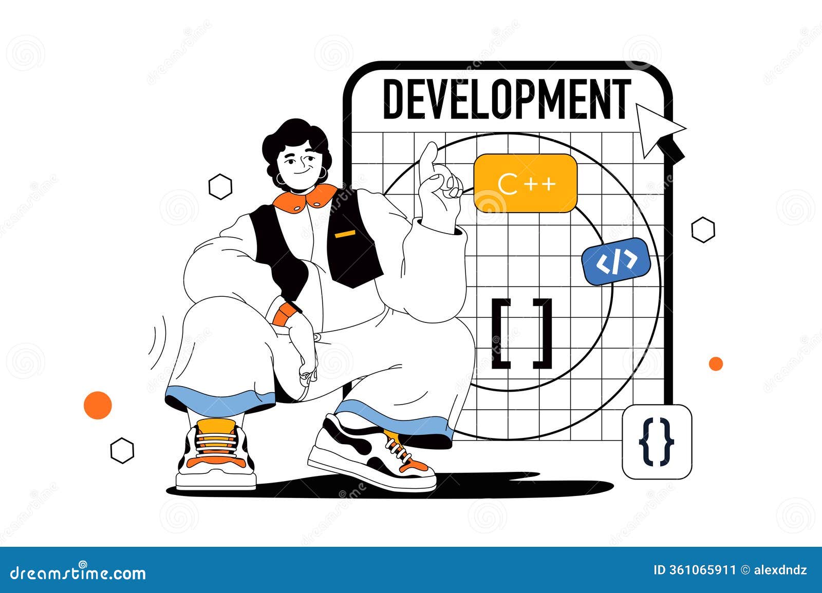 Development Outline Web Modern Concept In Flat Line Design Man
